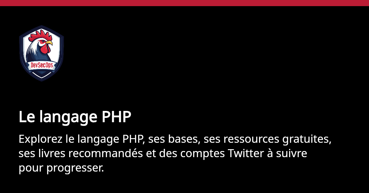 Le langage PHP | DevSecOps