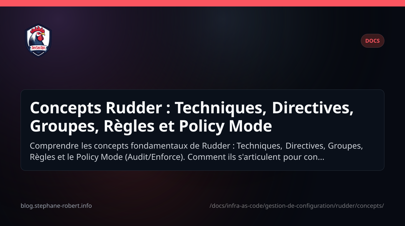 Concepts Rudder : Techniques, Directives, Groupes, Règles et Policy Mode