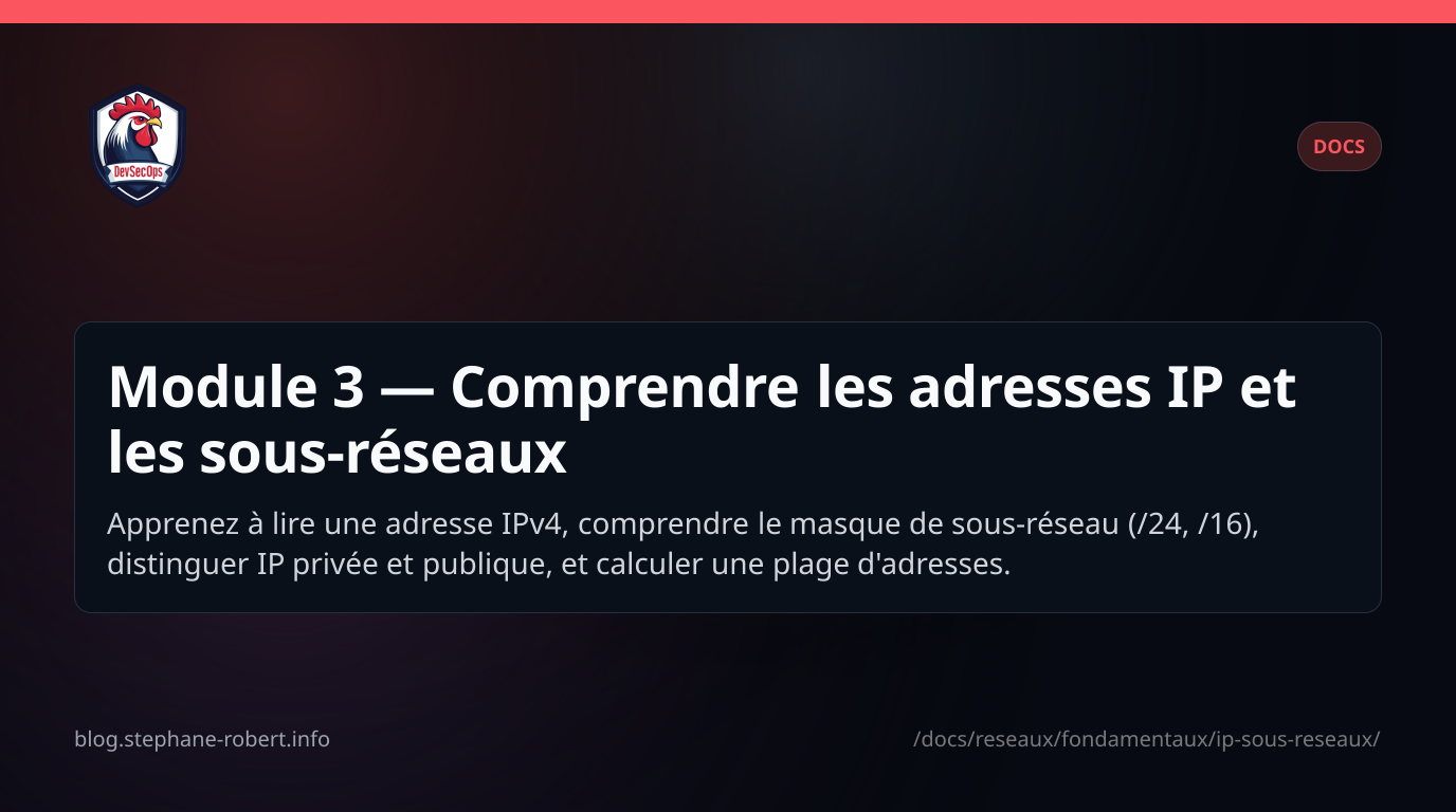 Module 3 — Comprendre les adresses IP et les sous-réseaux